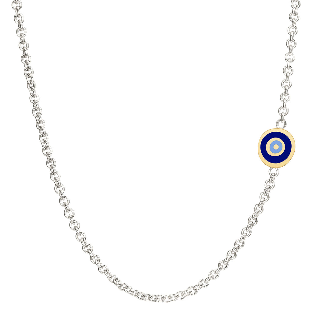 2mm Silver & Gold Enamel Evil Eye Chain – Heather B. Moore
