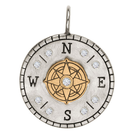 Silver Raised Compass Round Charm – Heather B. Moore